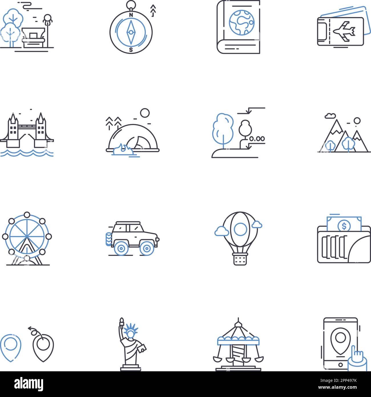 Transnational migration line icons collection. Diaspora, Borders ...