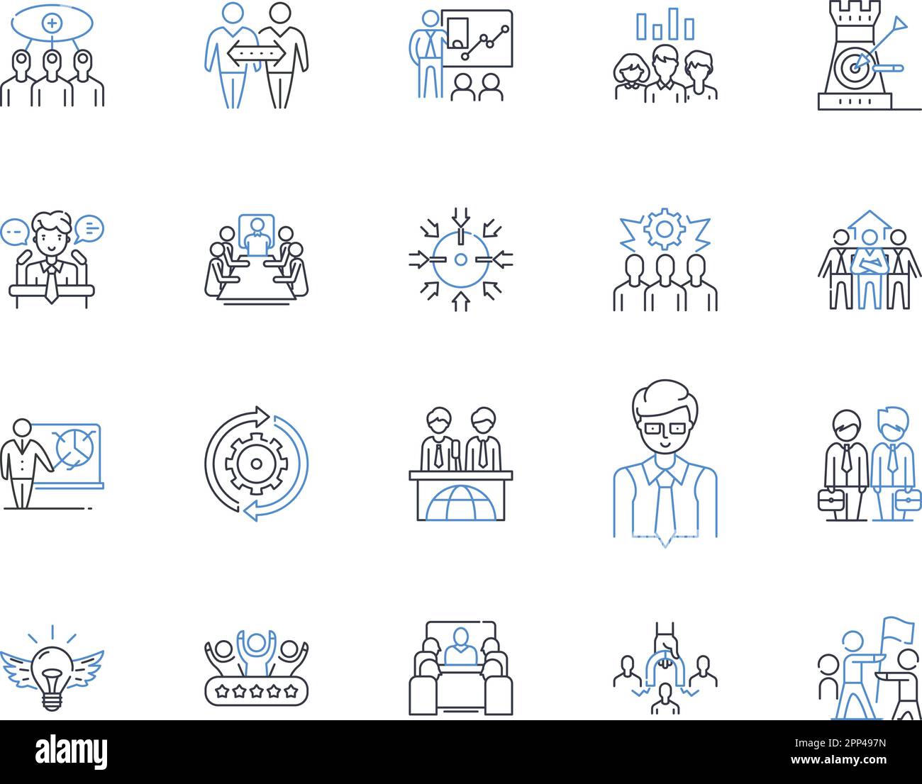 Roundtable Conference line icons collection. Discussion, Collaboration, Brainstorming, Dialogue ...