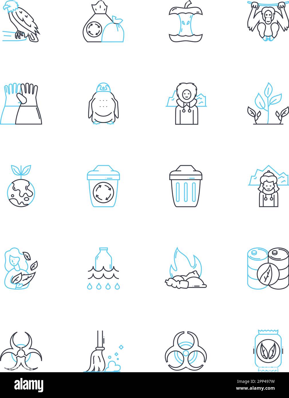 Eco-friendly items linear icons set. Sustainable, Renewable ...