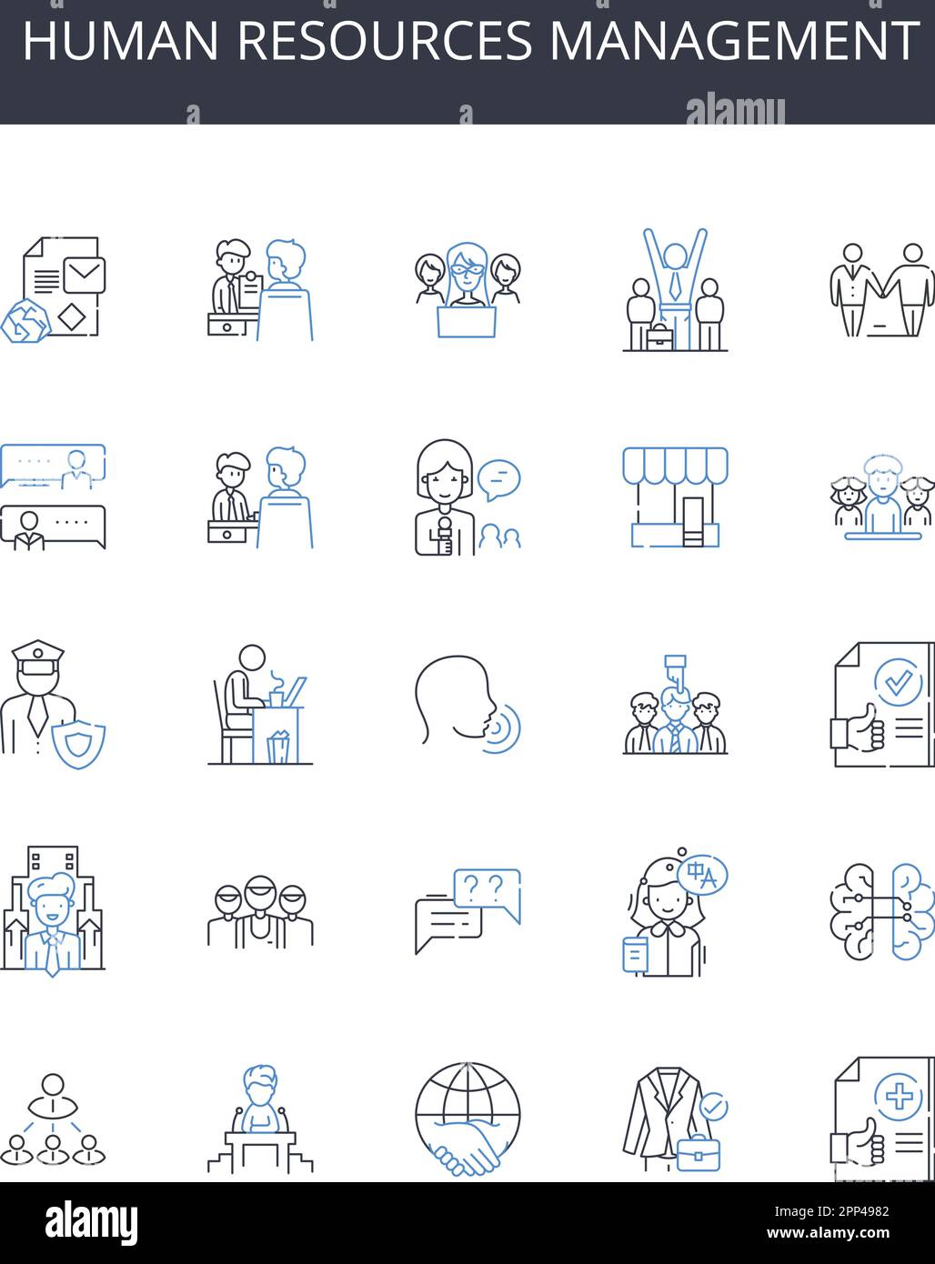 Human resources management line icons collection. Talent acquisition ...