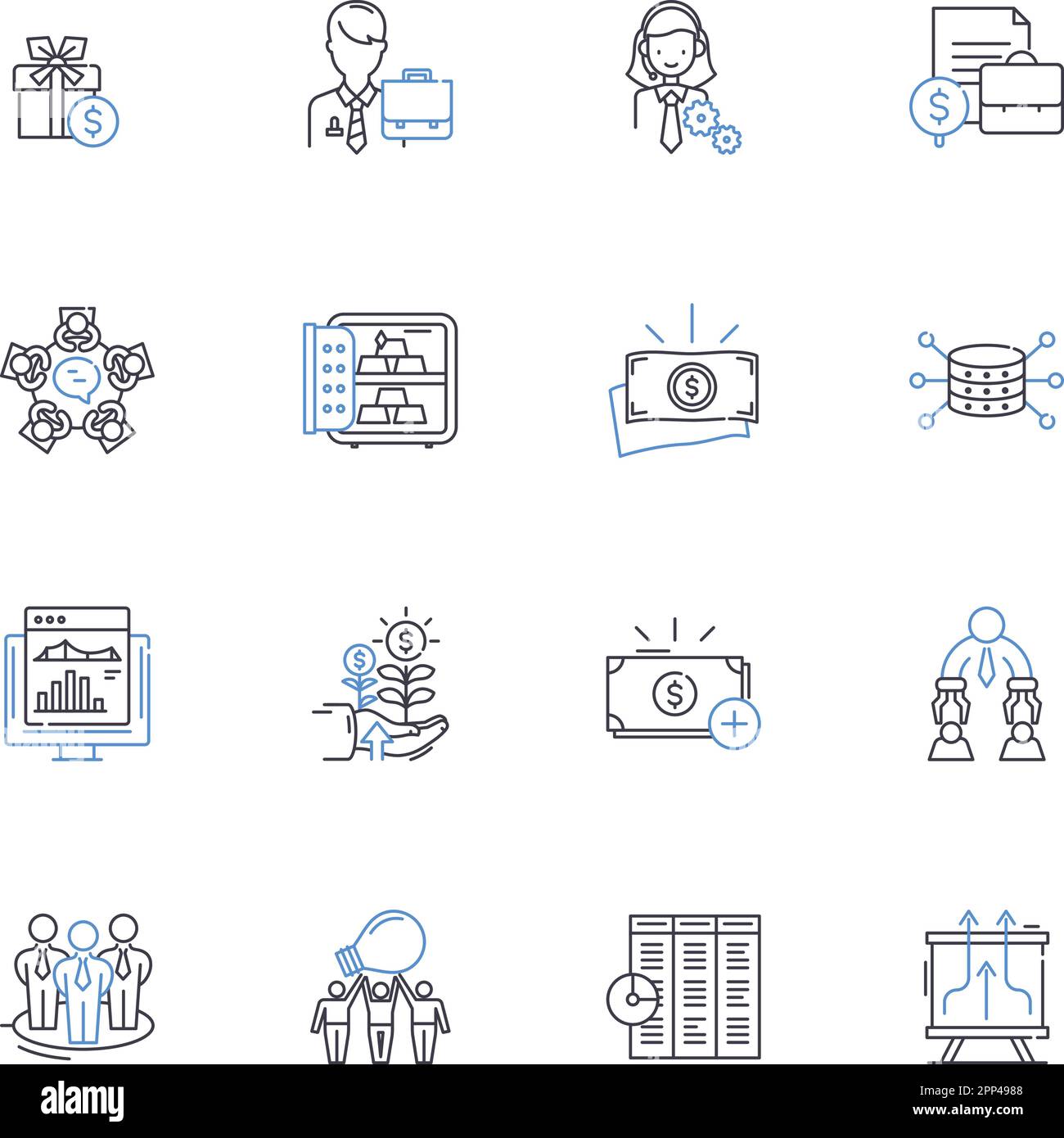 Financial analysis line icons collection. Profitability, Liquidity ...