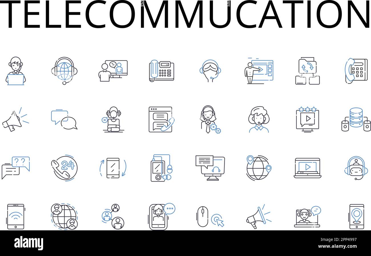 Telecommucation line icons collection. Information technology ...