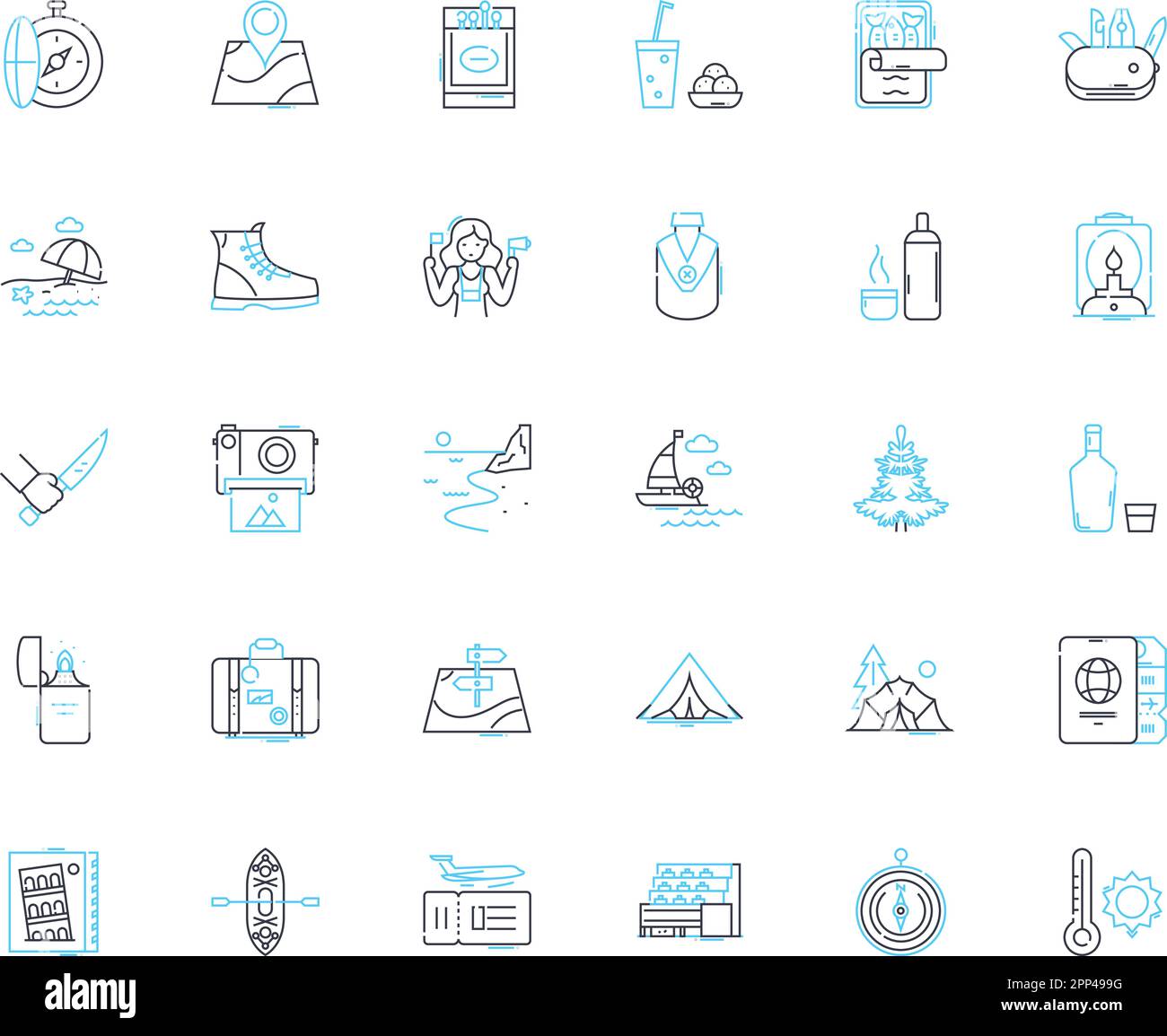 Rambling linear icons set. Strolling, Wandering, Meandering, Roaming ...