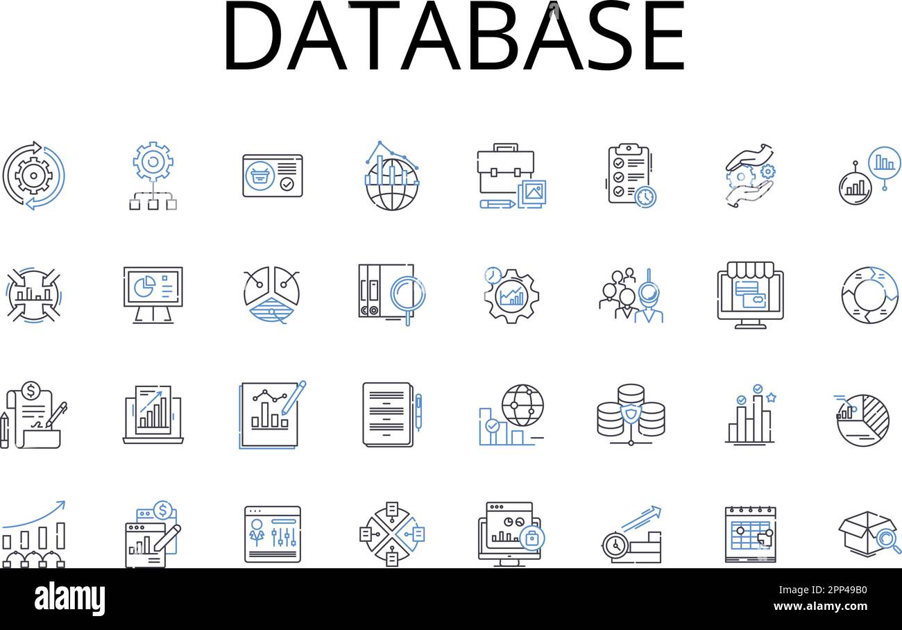 Database line icons collection. Data storage system, Data management ...