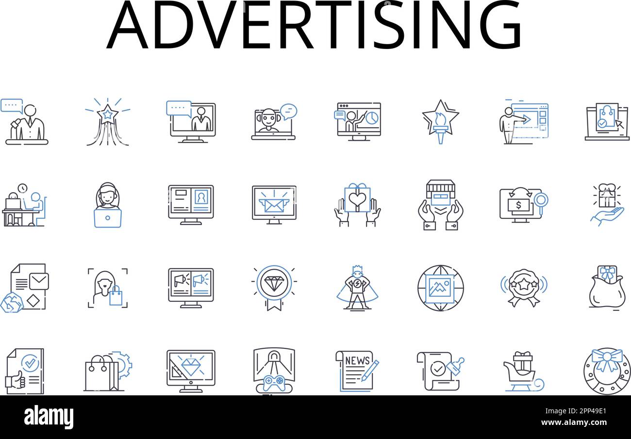 Advertising line icons collection. Promotion, Marketing, Communication ...
