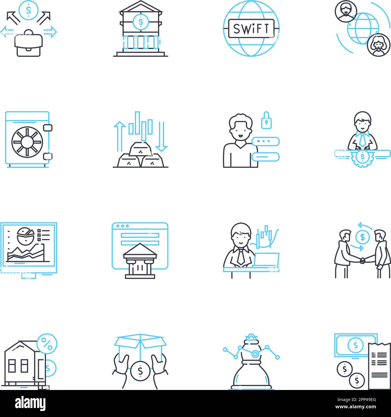 Mobile payment linear icons set. Wallet, Contactless, Transaction ...