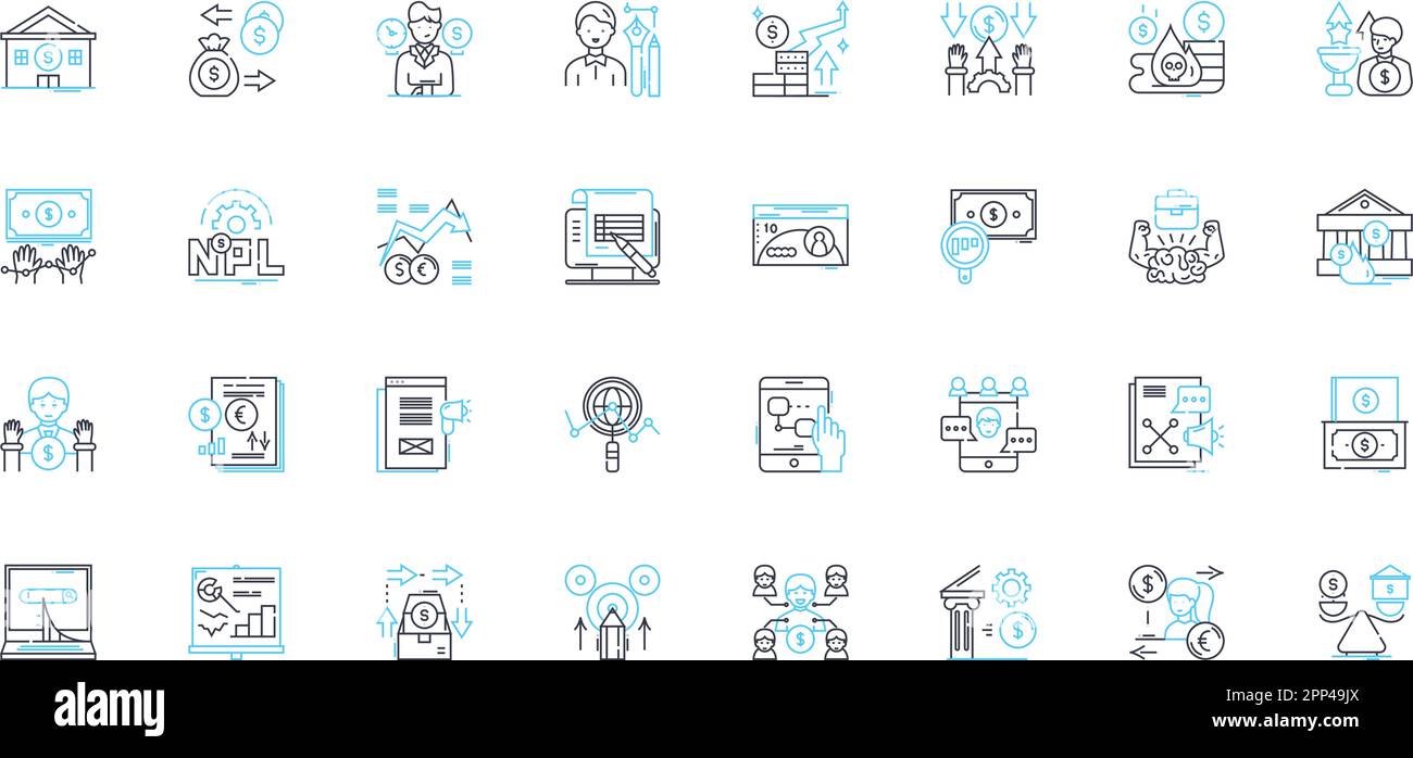 Financial Allocation Linear Icons Set Budgeting Distribution