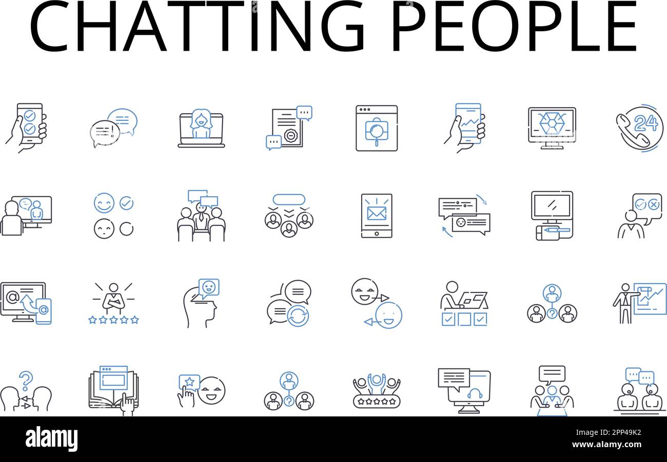 Chatting people line icons collection. Talking friends, Chirping birds ...