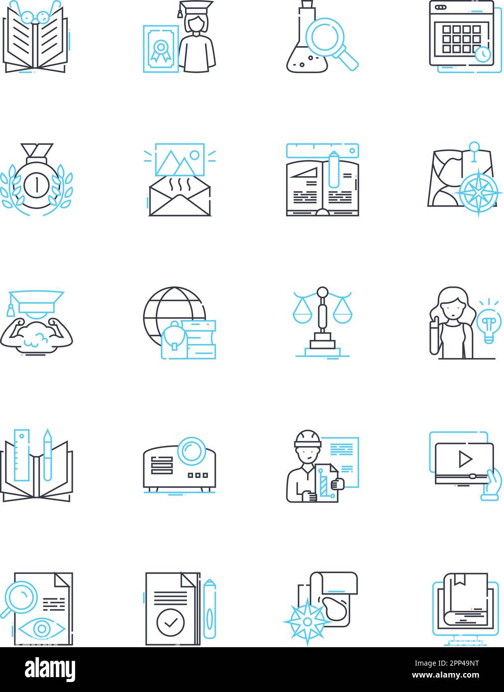 Competence linear icons set. Mastery, Proficiency, Capability ...