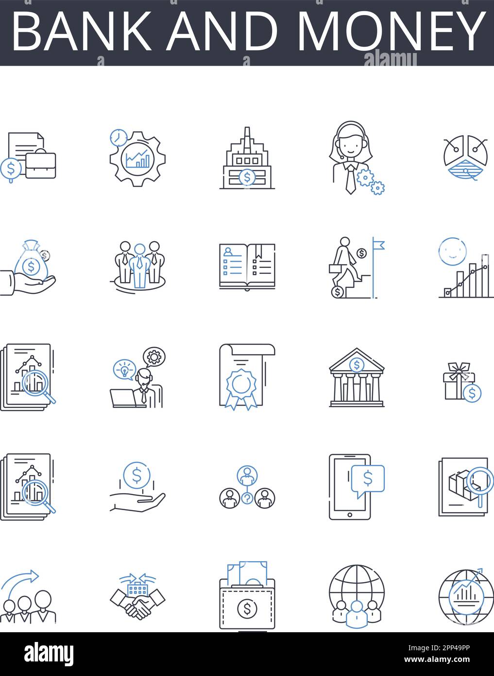 Bank and money line icons collection. Financial institution, Cash ...