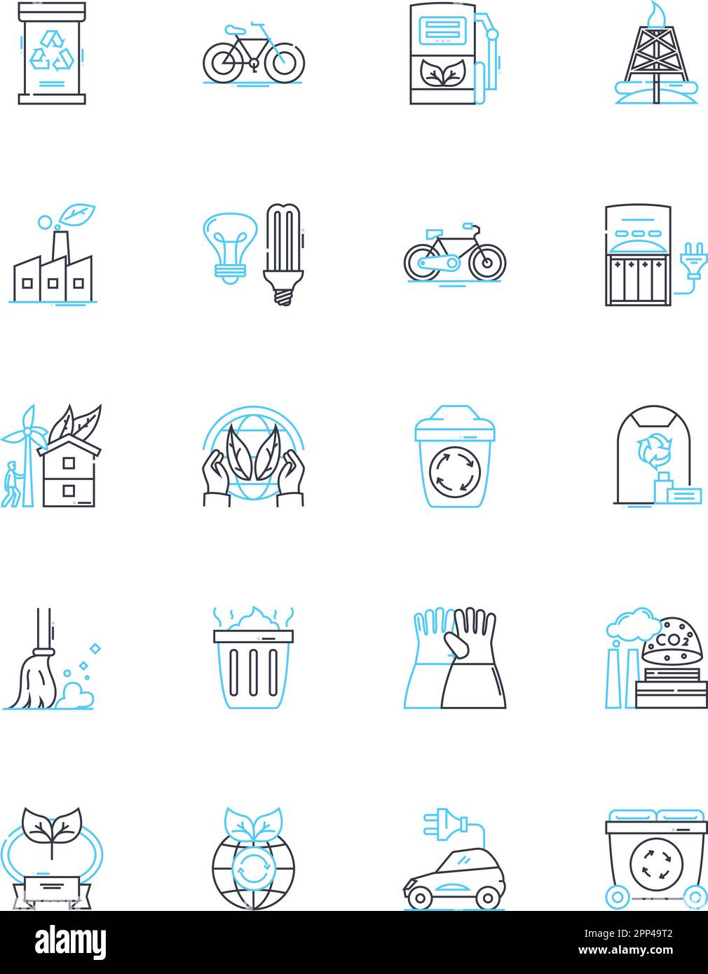Ecological responsibility linear icons set. Sustainability ...