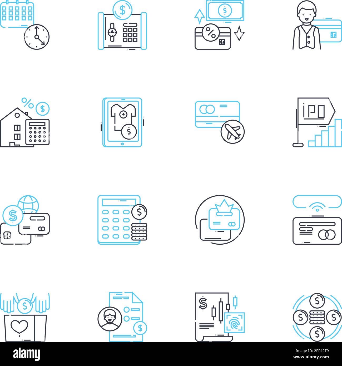 Business analytics linear icons set. Data, Metrics, Strategy ...