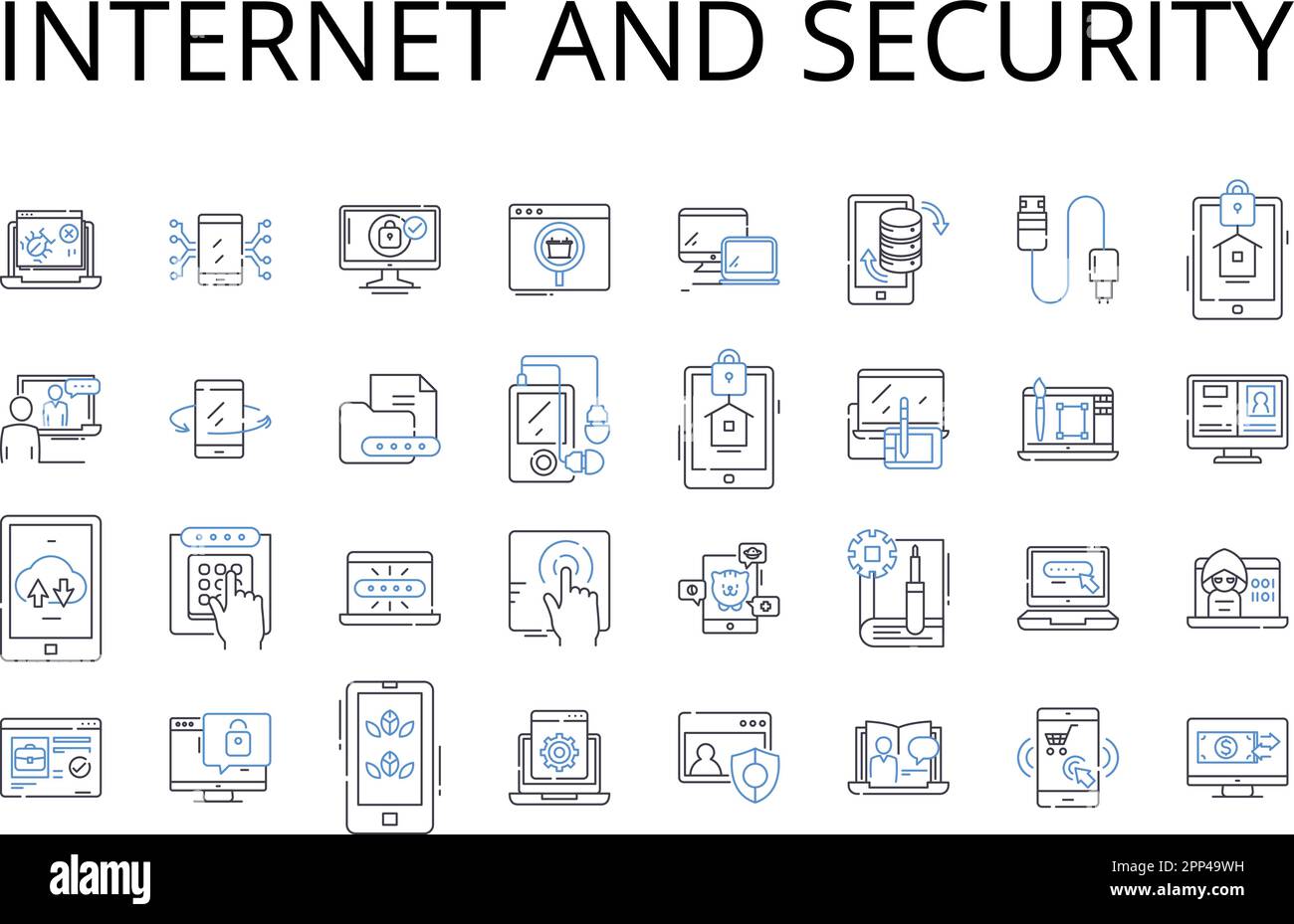 Internet And Security Line Icons Collection Cybersecurity Online Protection Web Security