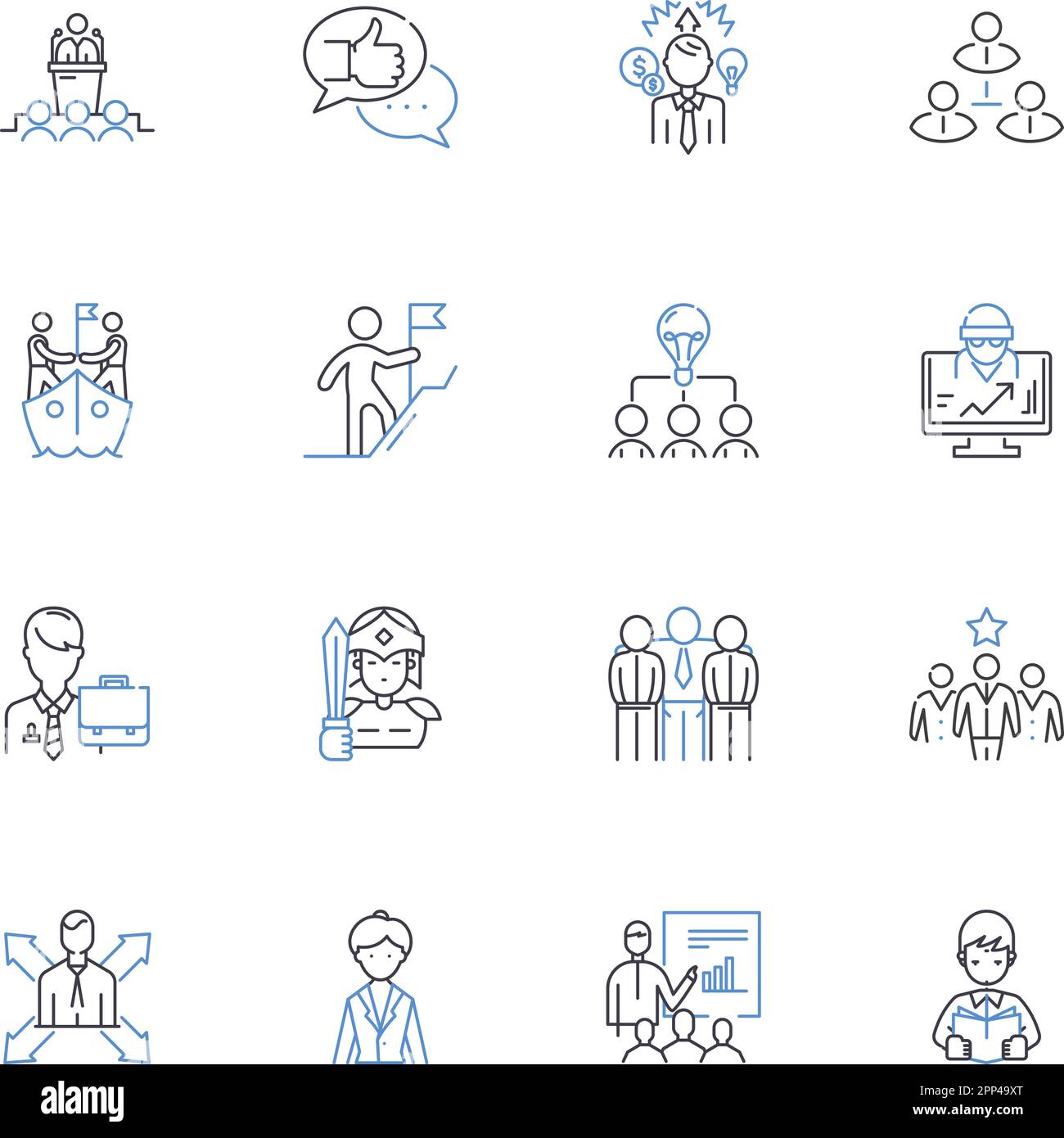 Time Planning Line Icons Collection Scheduling Productivity Organization Efficiency