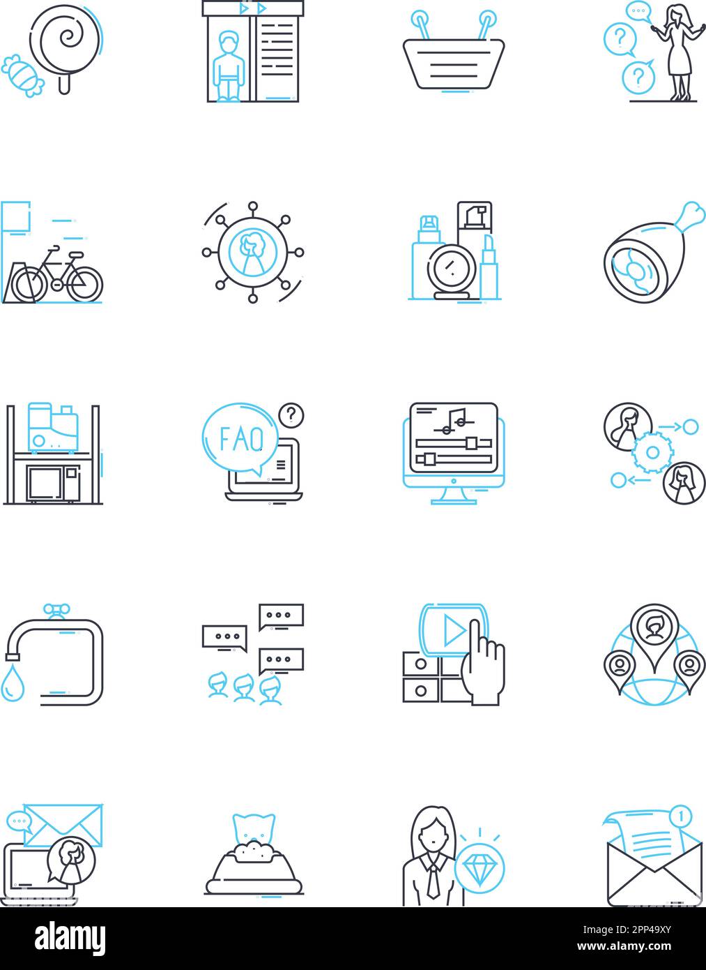 Virtual marketing linear icons set. Online, Digital, Strategy, Branding ...