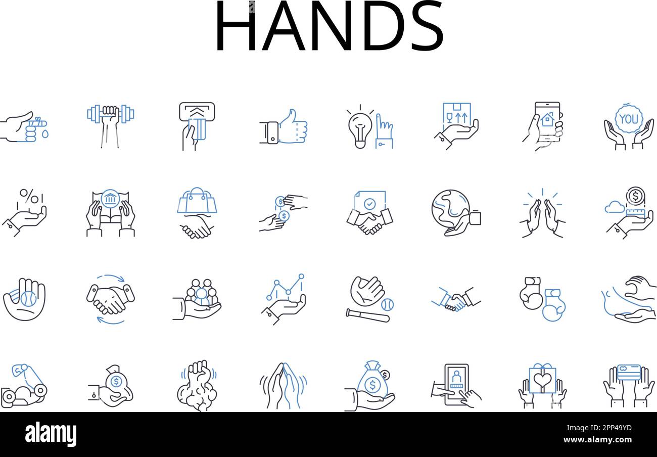 Hands line icons collection. Fingers, Palms, Mitts, Paws, Claws, Grasps ...