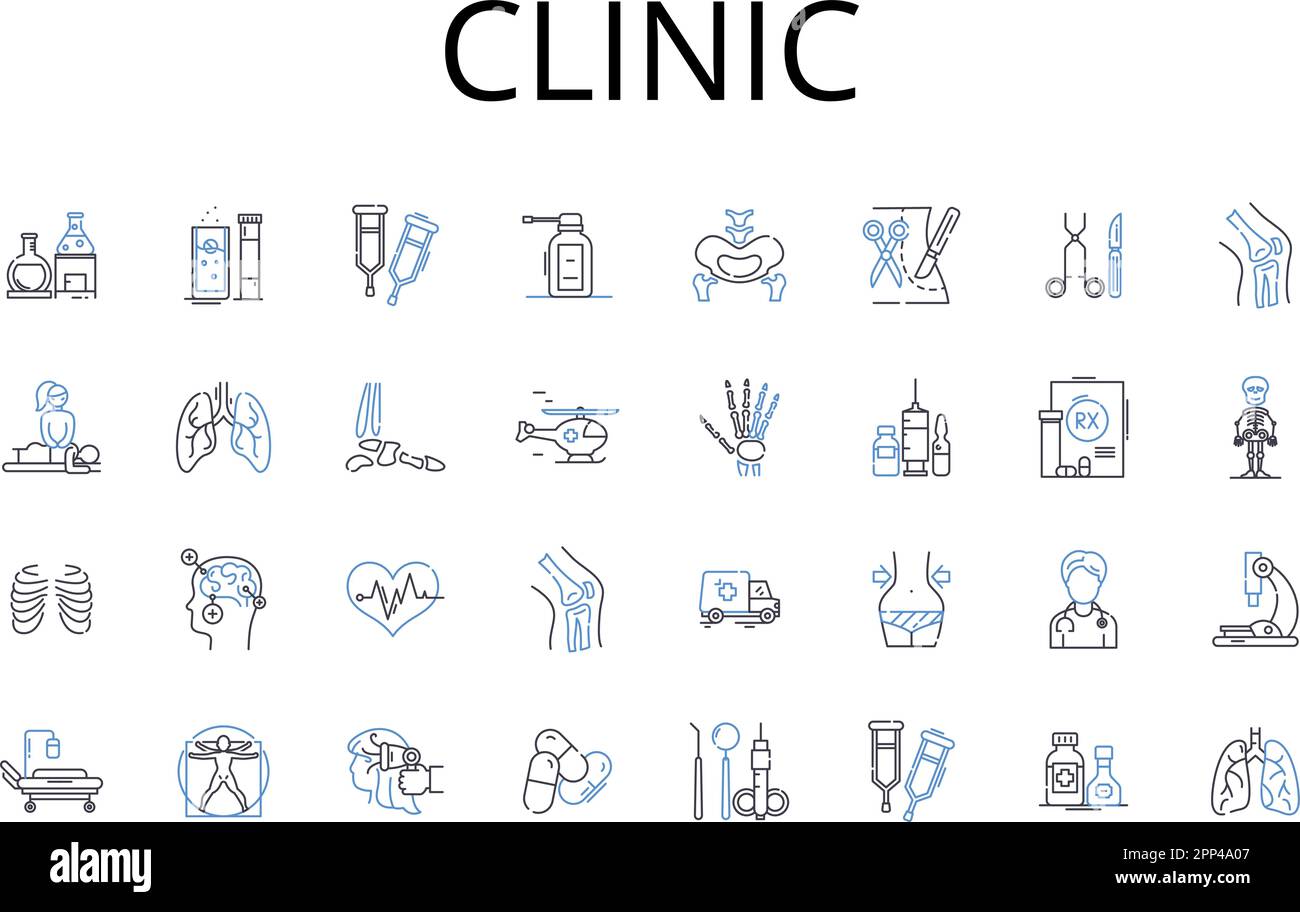 Clinic line icons collection. Hospital, Medical center, Infirmary ...