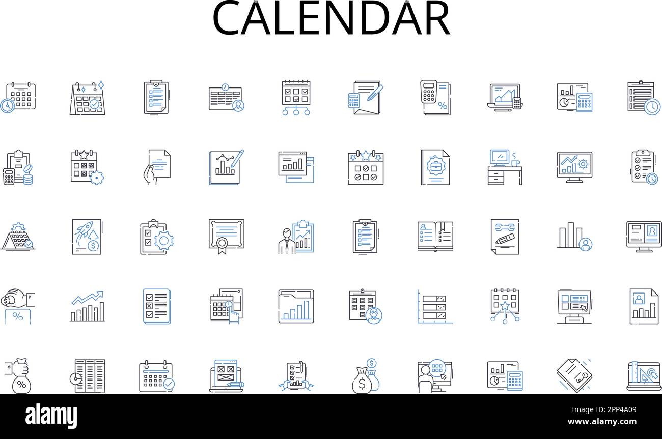 Calendar line icons collection. Meetings, Communication, Paperwork ... Calendar line icons collection. Meetings, Communication, Paperwork ...