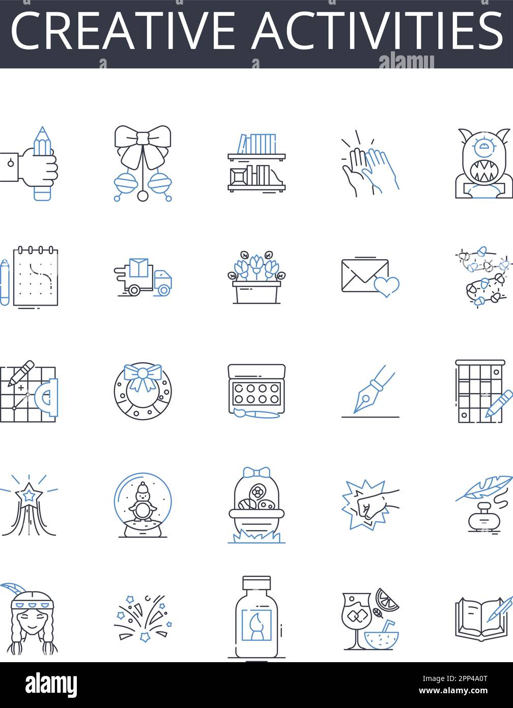 Creative activities line icons collection. Aptitude, Adroitness ...