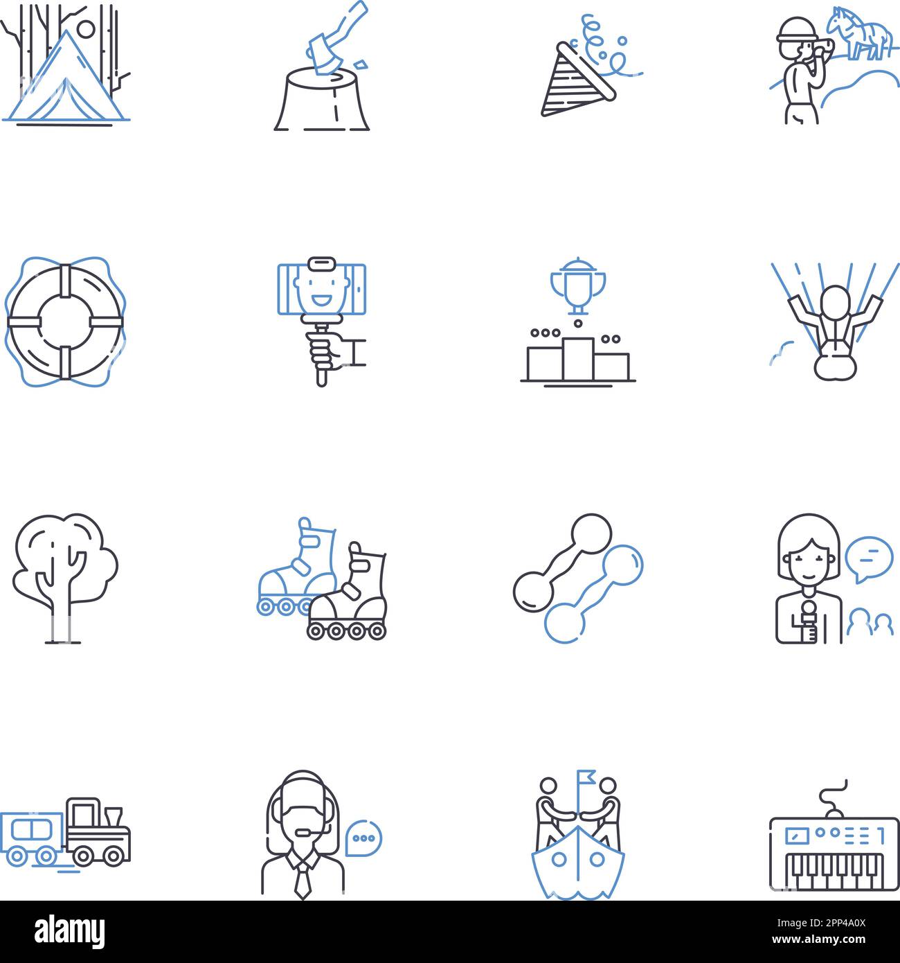 Winter sports line icons collection. Skiing, Snowboarding, Ice-skating ...