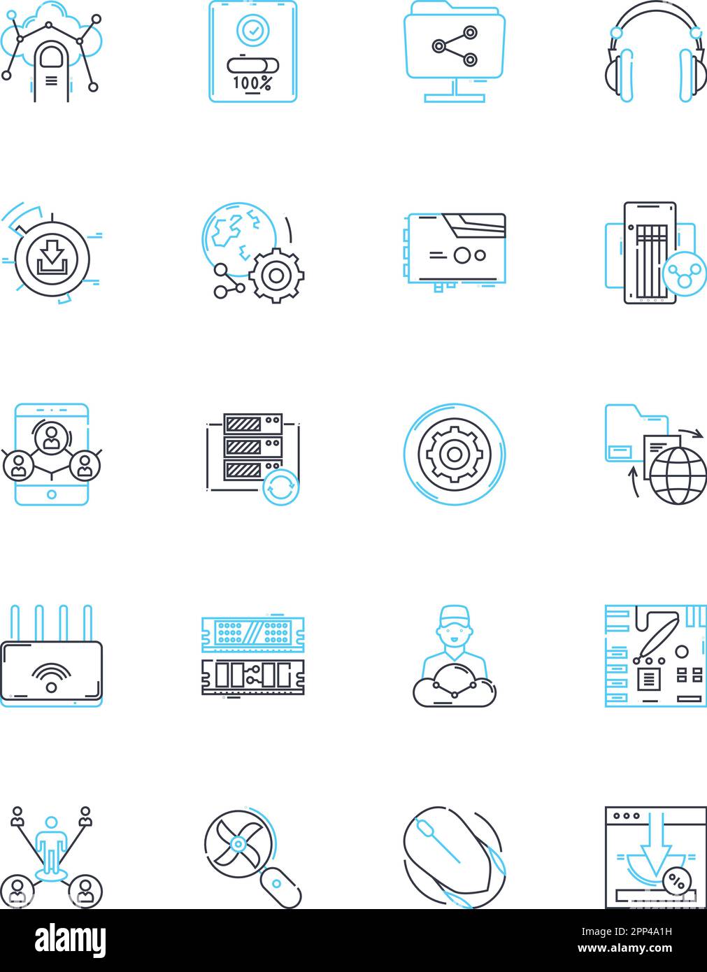 Cooperative effort linear icons set. ollaboration, teamwork, synergy ...