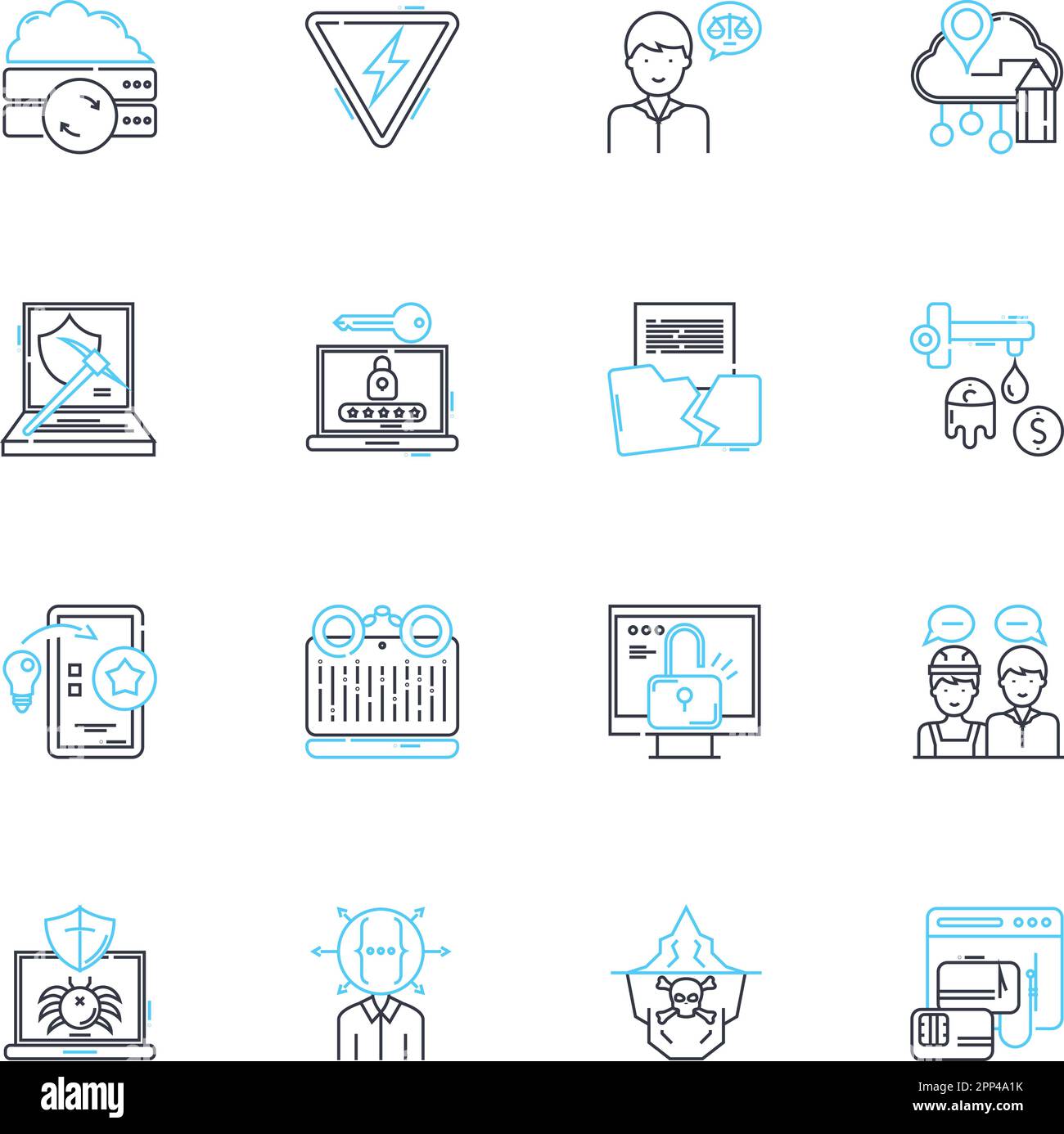 Hoodlums linear icons set. Outlaws, Delinquents, Thugs, Gangsters ...