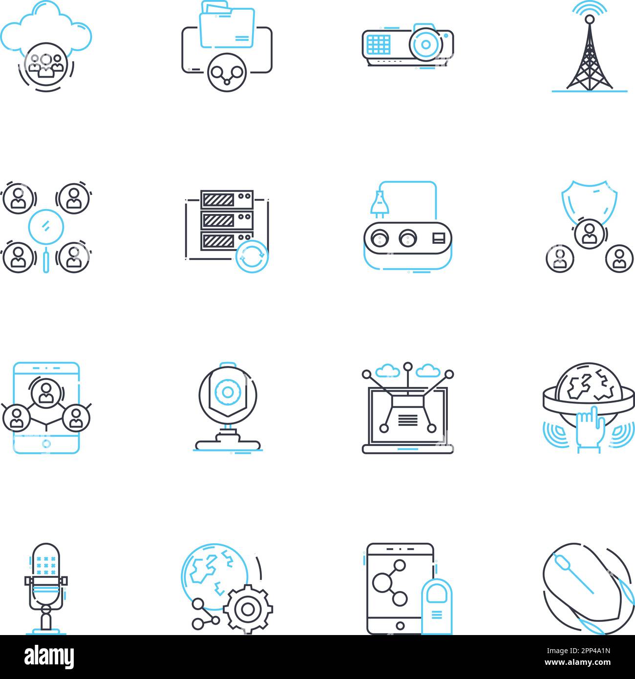 Connected sharing linear icons set. Collaboration, Nerking, Sharing, Connection, Community ...