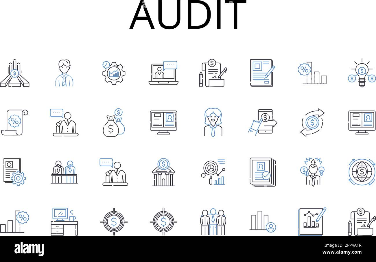 Audit Line Icons Collection Checkup Verification Inspection