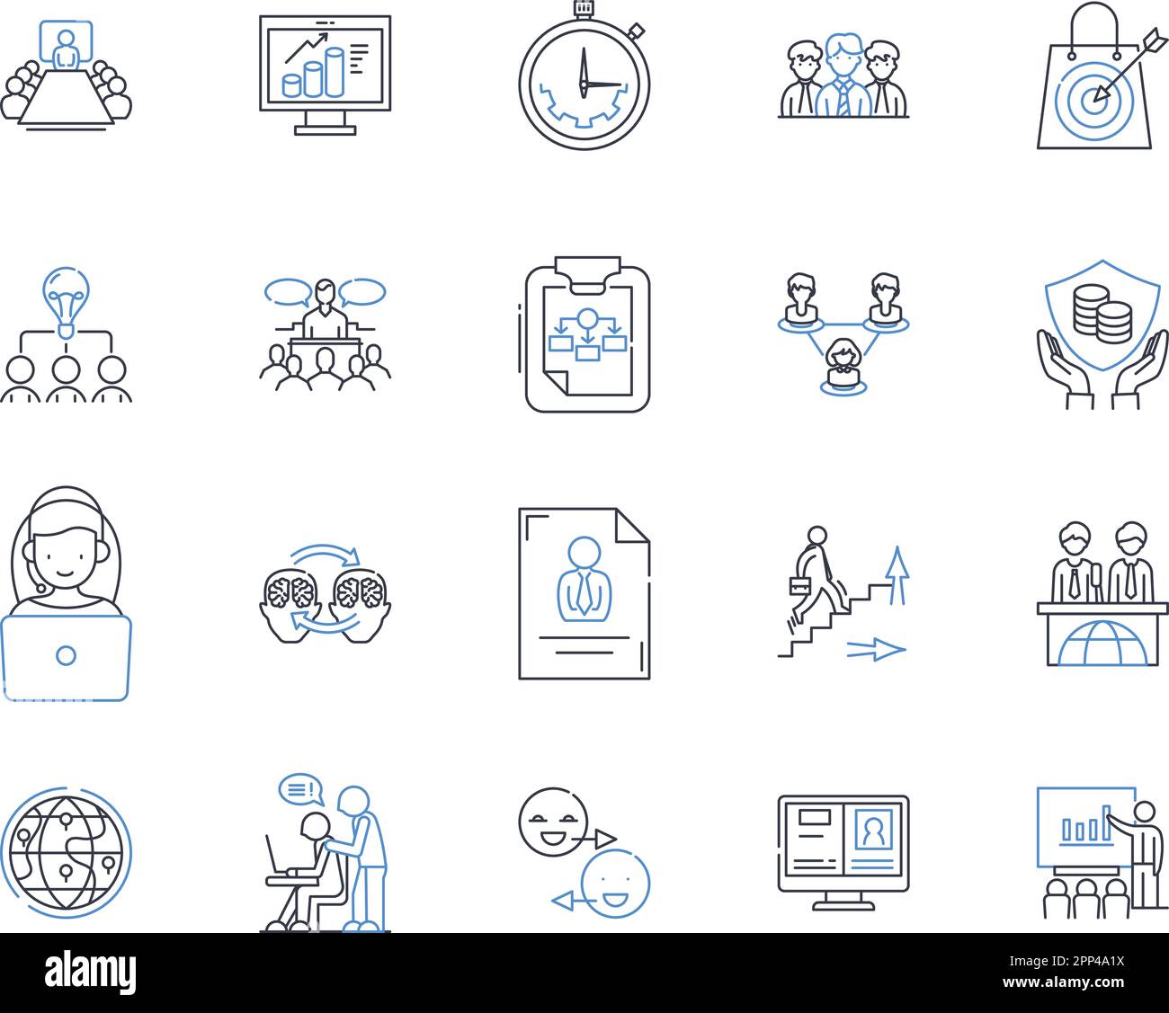 Executive decision-making line icons collection. Strategy, Analysis, Consultation, Risk ...