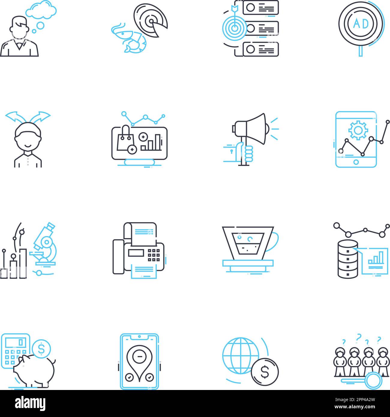 Budget strategy linear icons set. Frugality, Savings, Planning ...