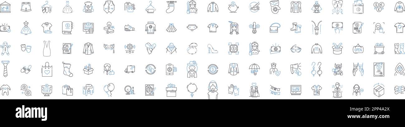 Apparel manufacturing line icons collection. Textiles, Garments ...