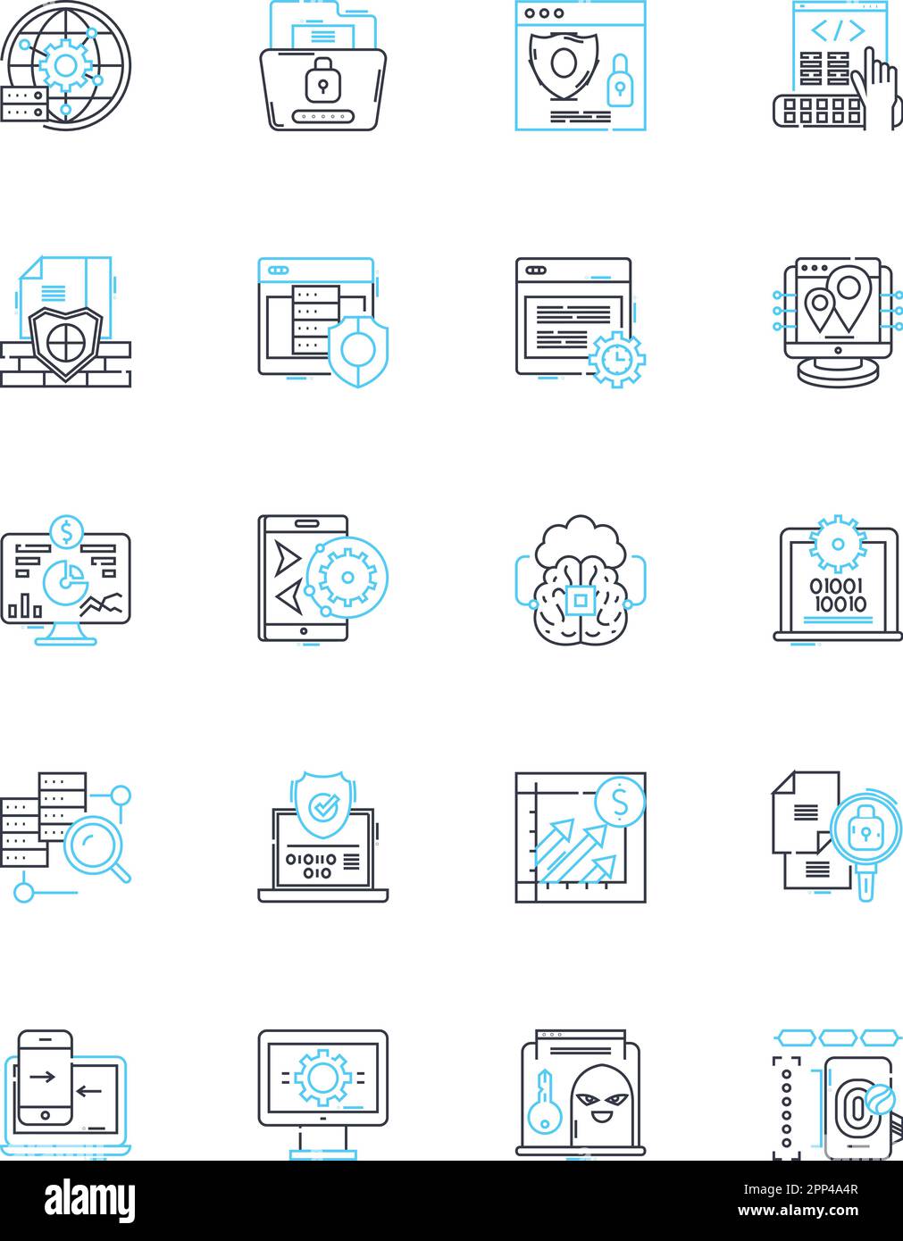 Software computing linear icons set. Algorithm, API, Application ... Software computing linear icons set. Algorithm, API, Application ...