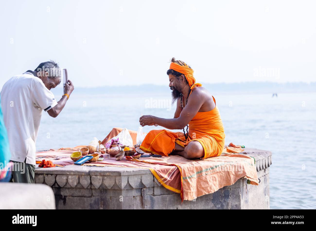 Varanasi, India - Nov 2022: Portrait of Unidentified Indian old brahmin ...