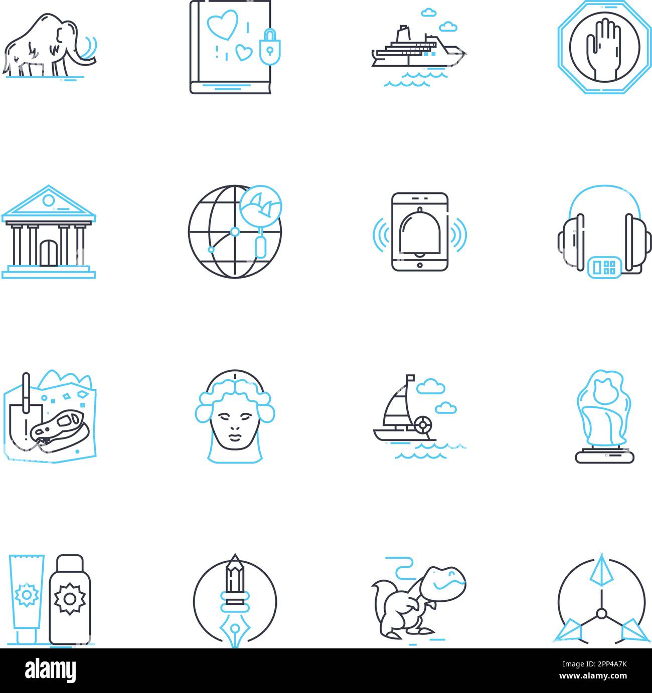 Religious ceremonies linear icons set. Baptism, Confirmation, Communion ...