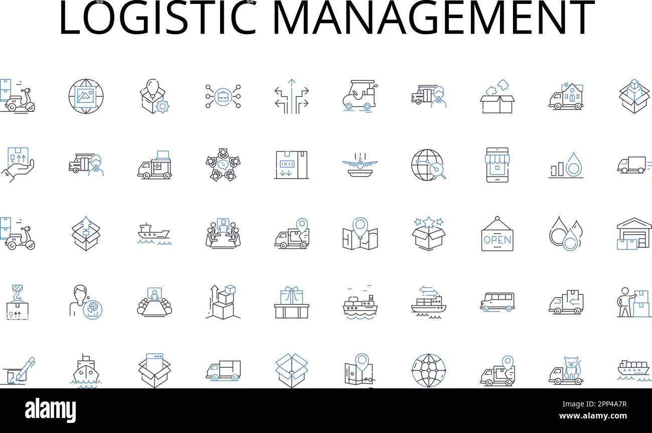 Logistic management line icons collection. Oversight, Management ...