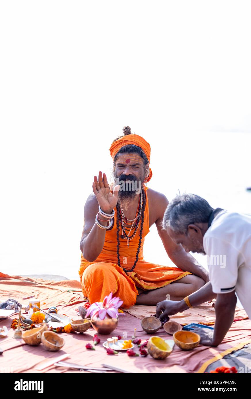 Varanasi, India - Nov 2022: Portrait of Unidentified Indian old brahmin ...