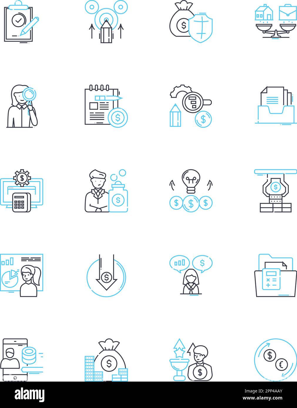 Strategic research linear icons set. Planning, Analysis, Forecasting ...