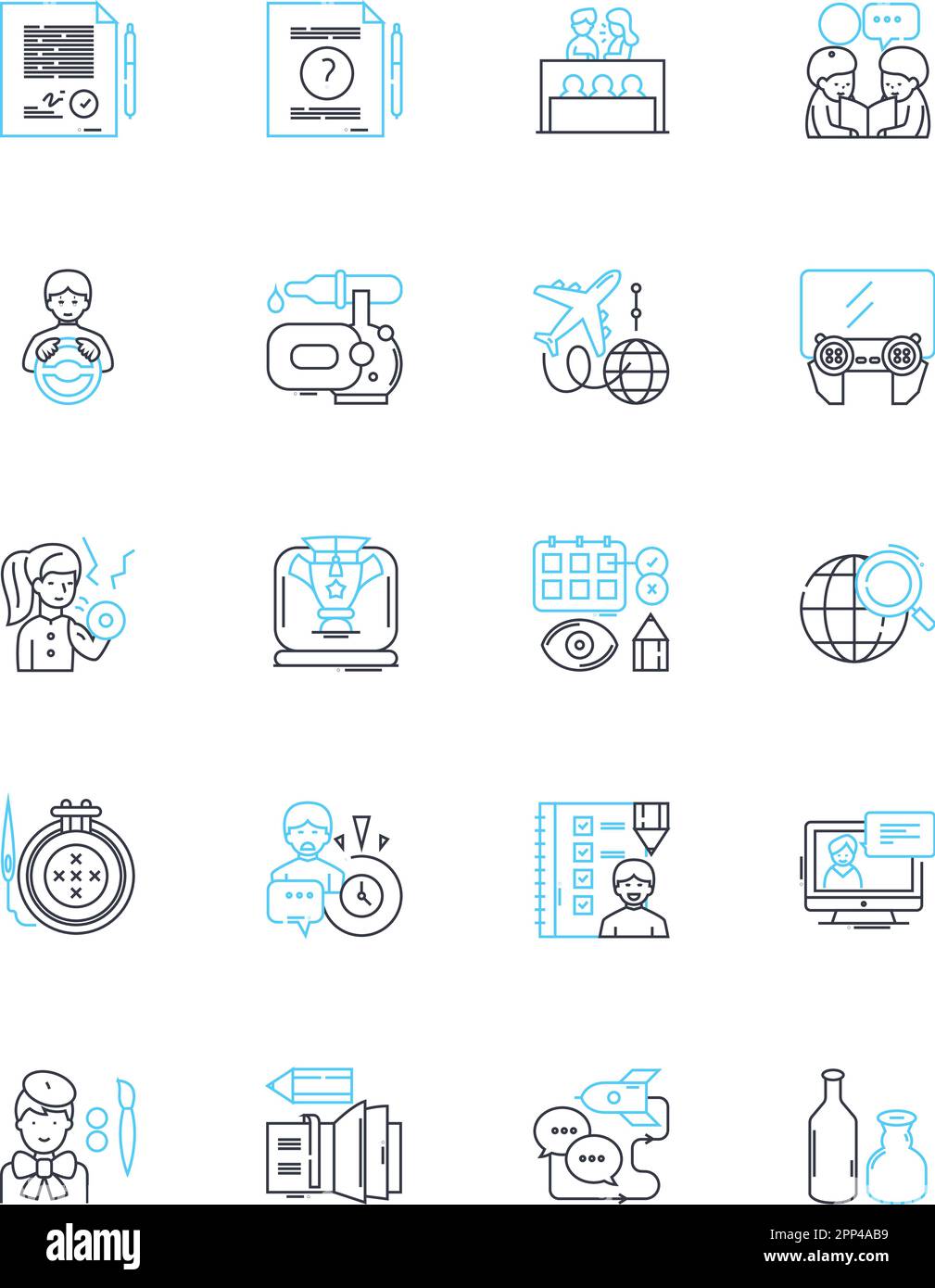 Desk organizers linear icons set. Drawer, File, Tray, Sorter, Rack ...