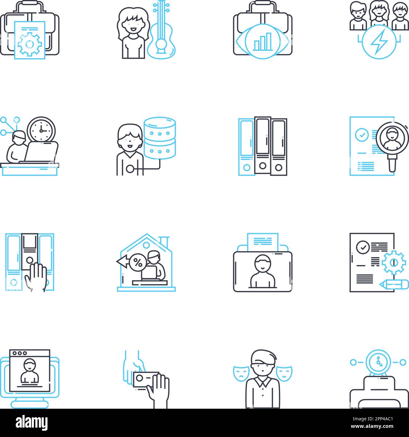 Competency Improvement linear icons set. Skillset, Proficiency, Mastery ...