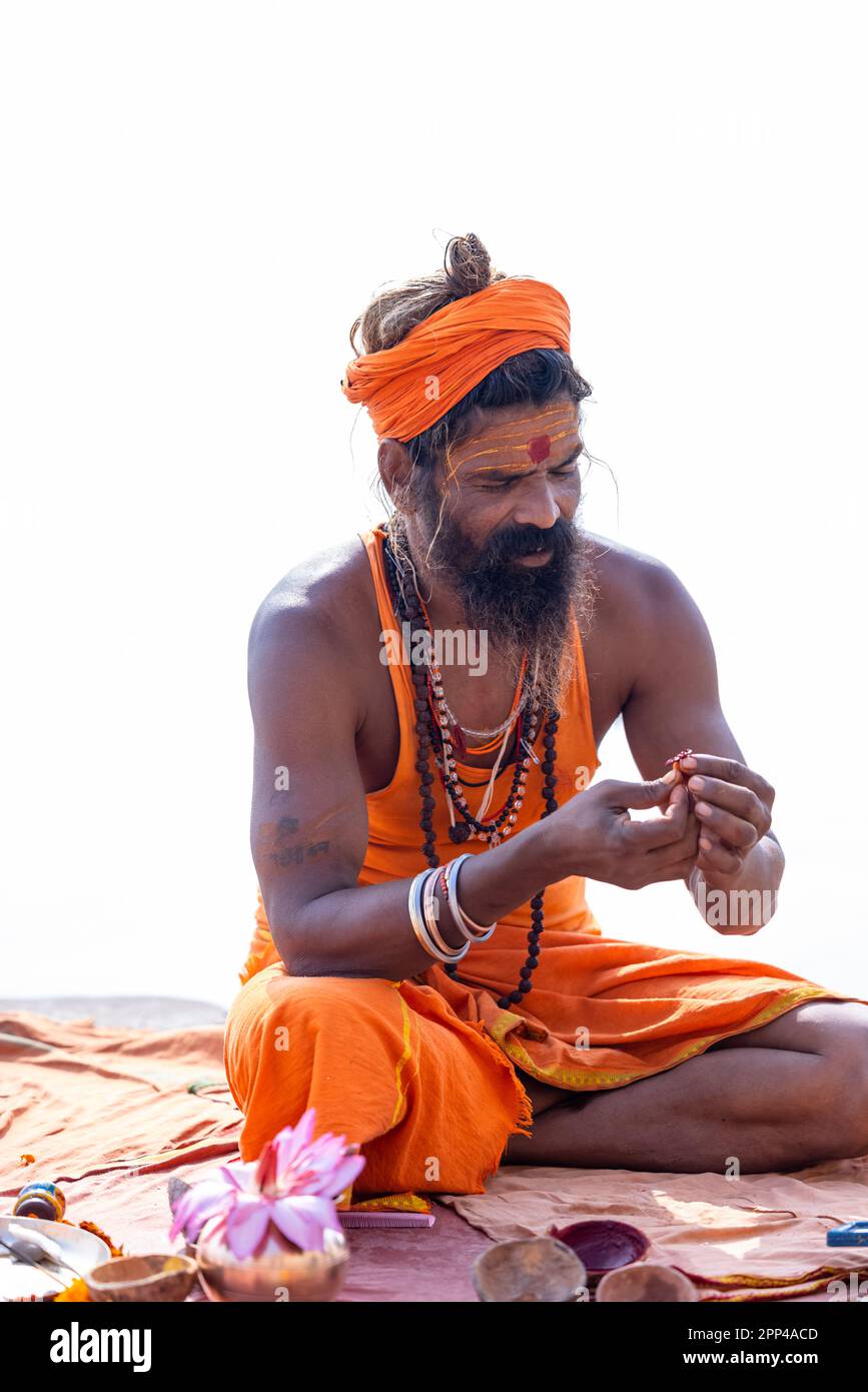 Varanasi, India - Nov 2022: Portrait of Unidentified Indian old brahmin ...