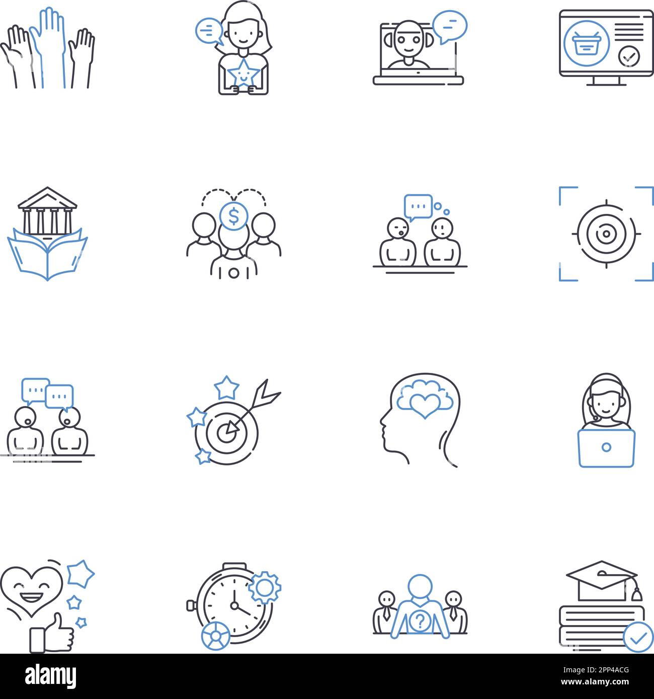 Team analyzing line icons collection. Collaboration, Strategy, Insight ...