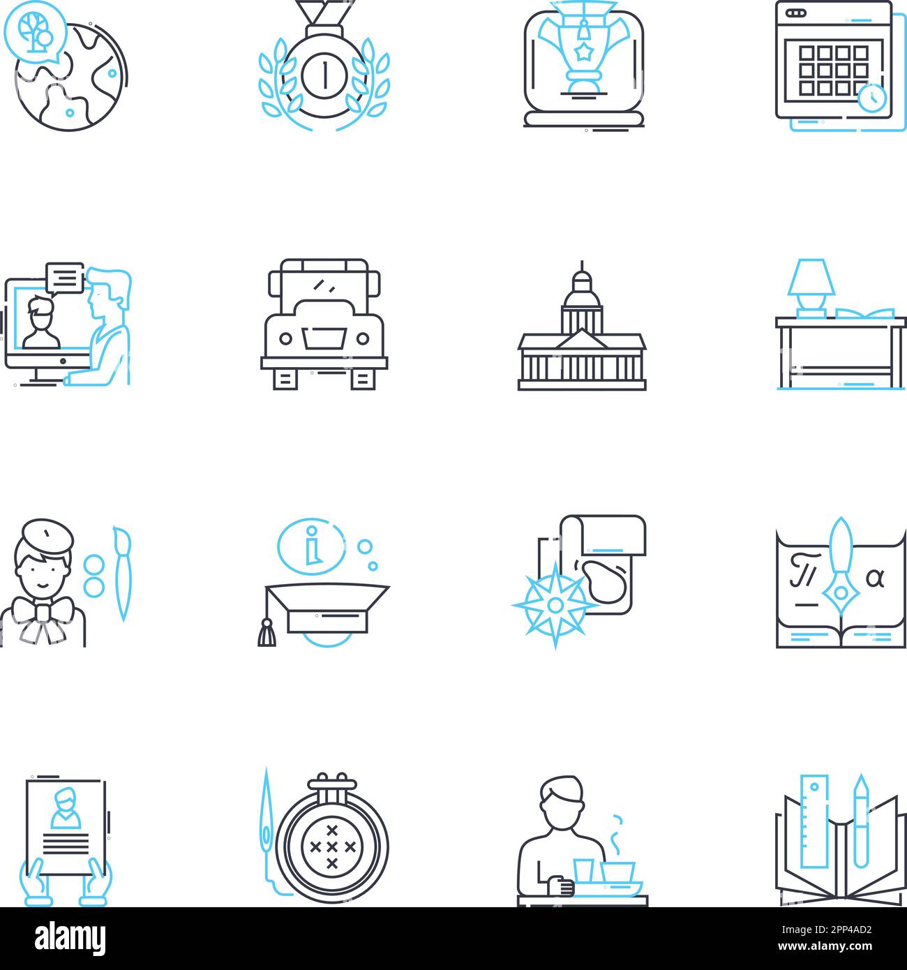 Learning linear icons set. Education, Knowledge, Skill, Training, Study ...