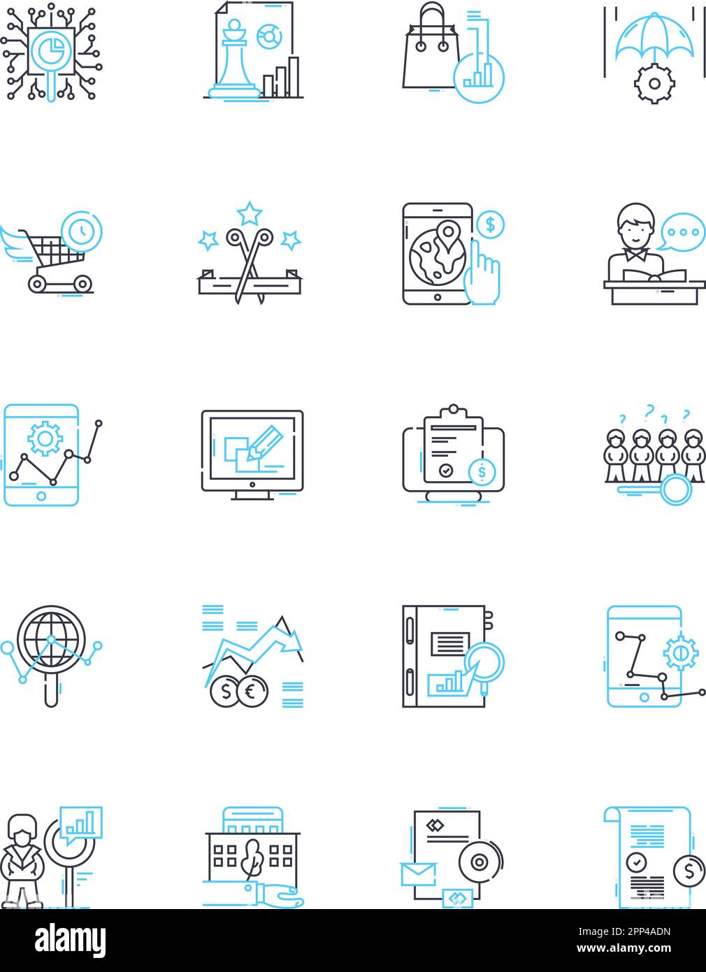 Industry review linear icons set. Analysis, Overview, Assessment ... Industry review linear icons set. Analysis, Overview, Assessment ...