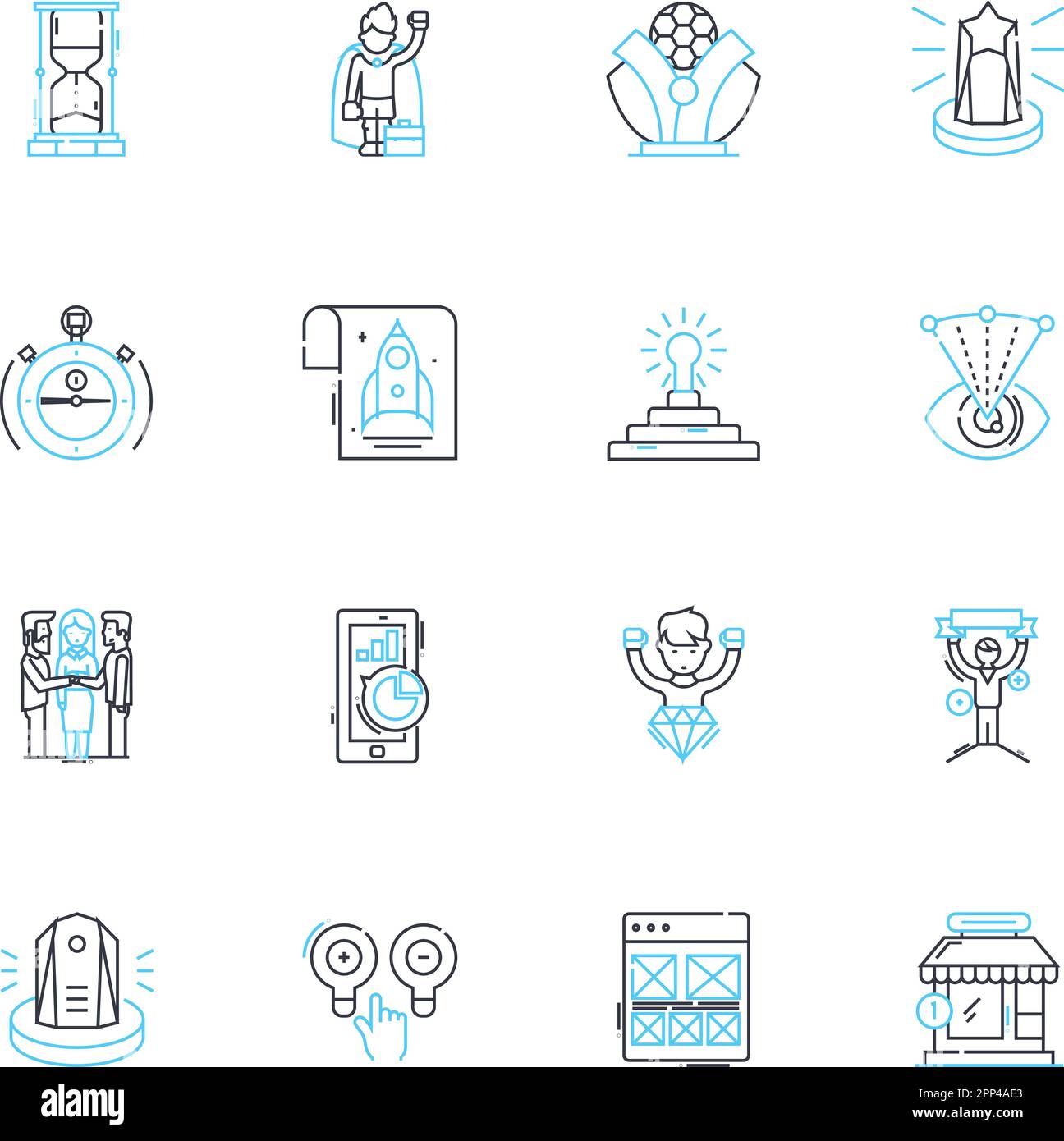 Guiding theme linear icons set. Empowerment, Growth, Compassion ...