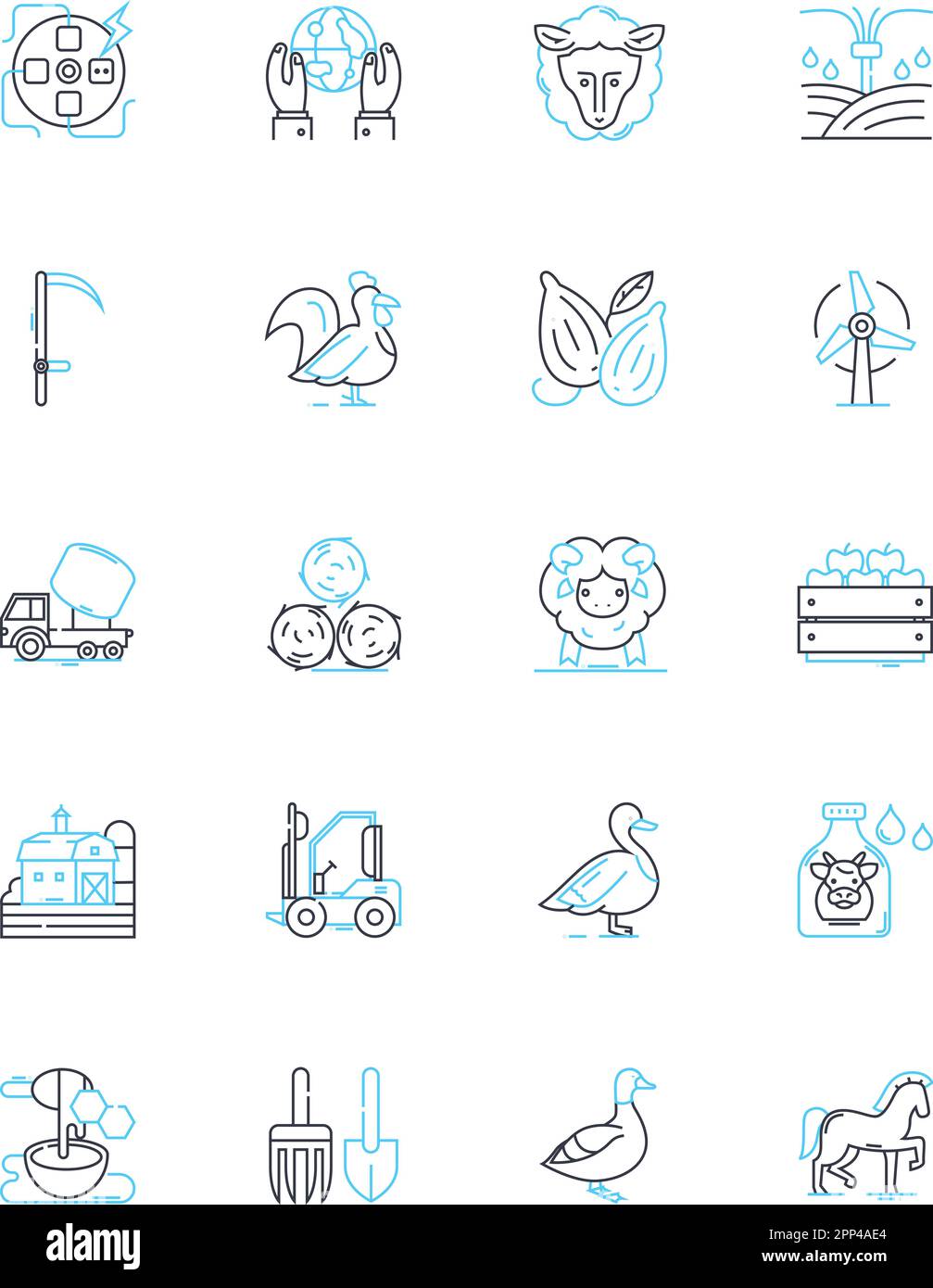 Livestock show linear icons set. Exhibition, Competition, Agriculture ...