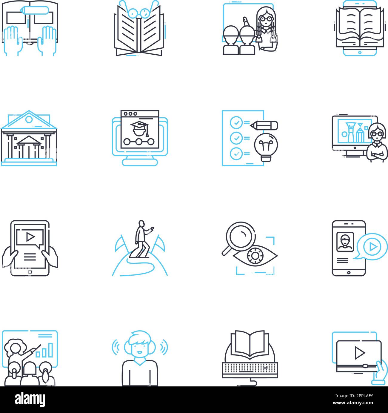 Knowledge acquisition linear icons set. Learning, Cognition, Education ...