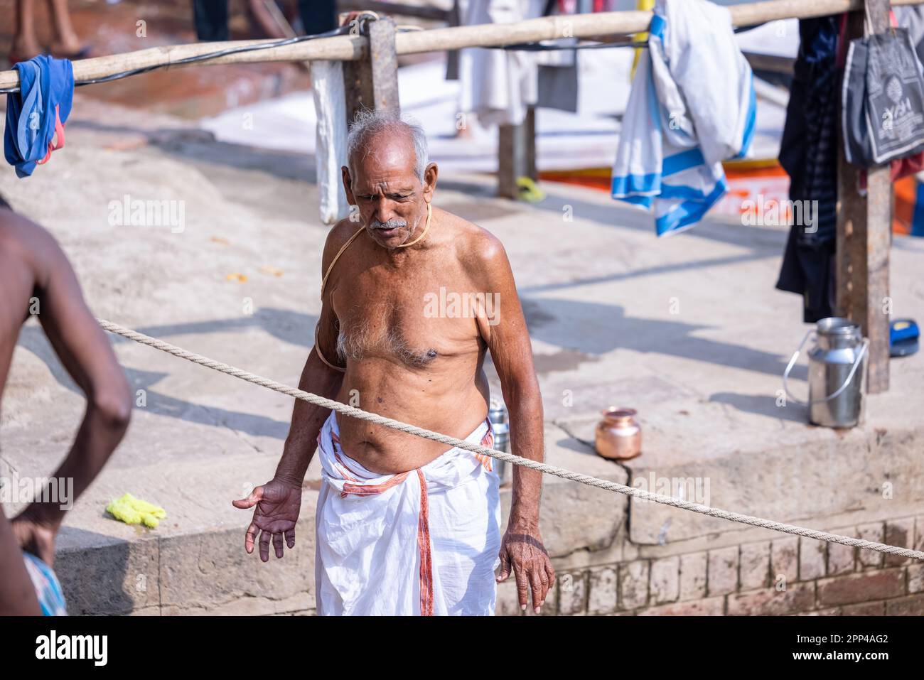 Varanasi, India - Nov 2022: Portrait of Unidentified Indian old brahmin ...