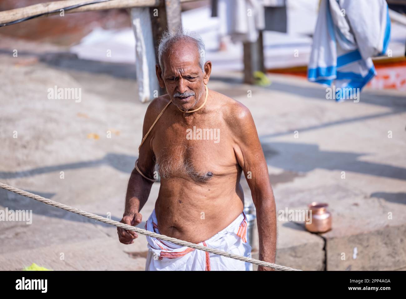 Varanasi, India - Nov 2022: Portrait of Unidentified Indian old brahmin ...