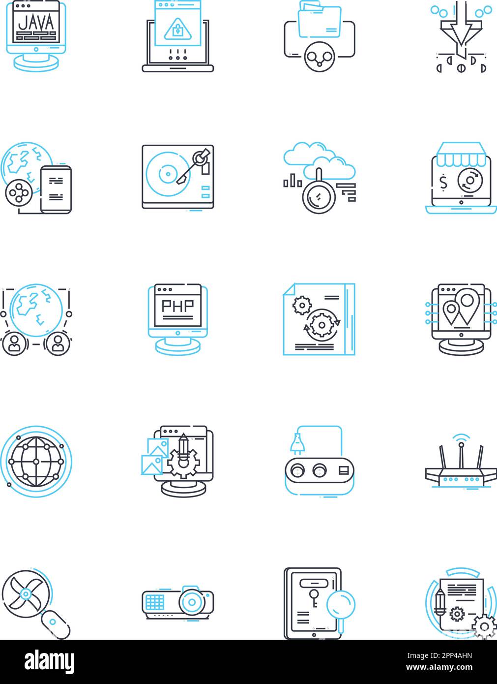 Virtual organization linear icons set. Collaboration, Communication ... Virtual organization linear icons set. Collaboration, Communication ...