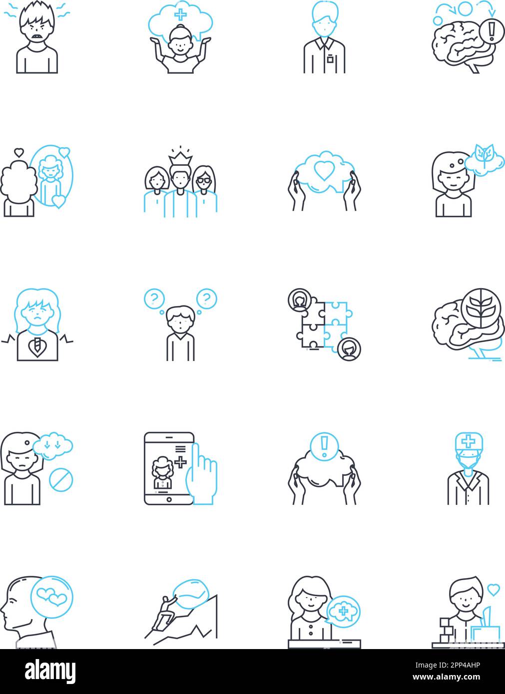 Emotional fitness linear icons set. Resilience, Self-esteem, Coping ...